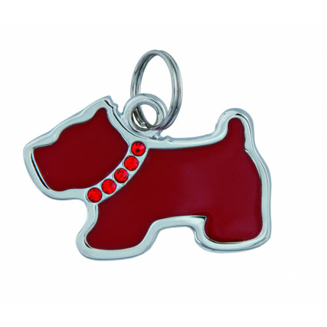 Plaque identification brillante en forme de chien