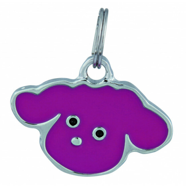 Plaque identification brillante en forme de tête de chien